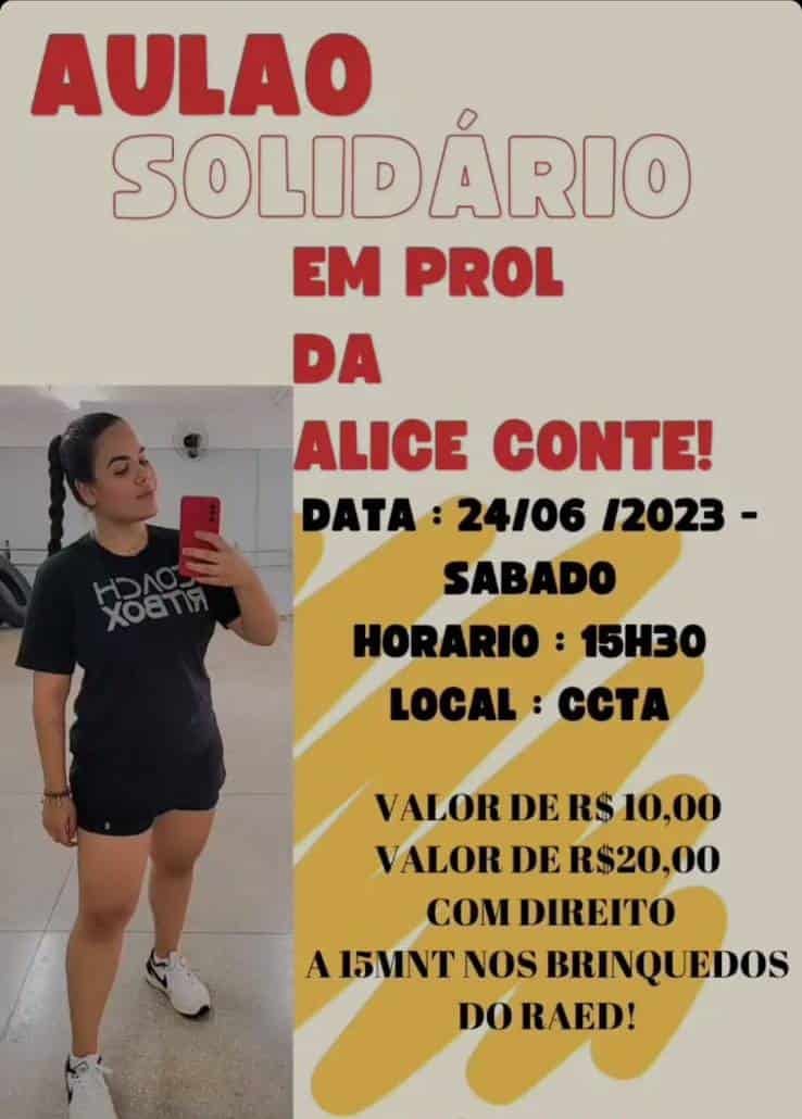 Em prol da Alice, aulão solidário será realizado neste sábado em São ...